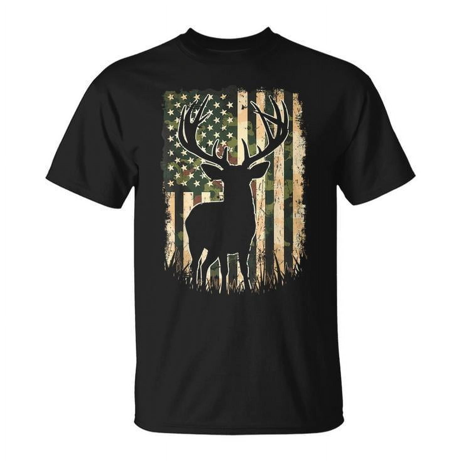Camo US Flag Deer Hunting Camouflage Hunter T-Shirt – Patriotic Hunting ...