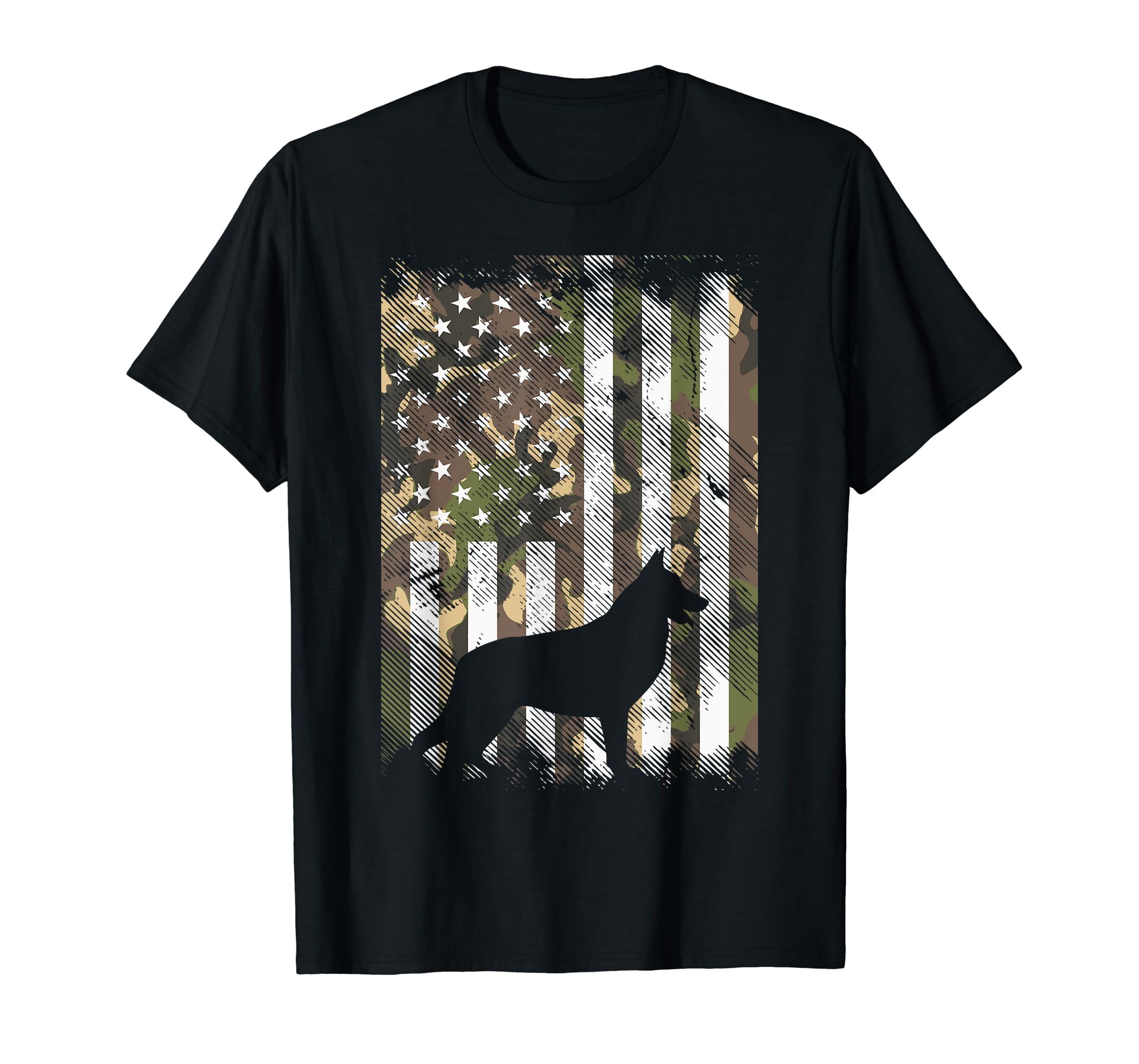 Camo US Flag German Shepherd Vintage K9 Dog Patriotic Gift T-Shirt ...