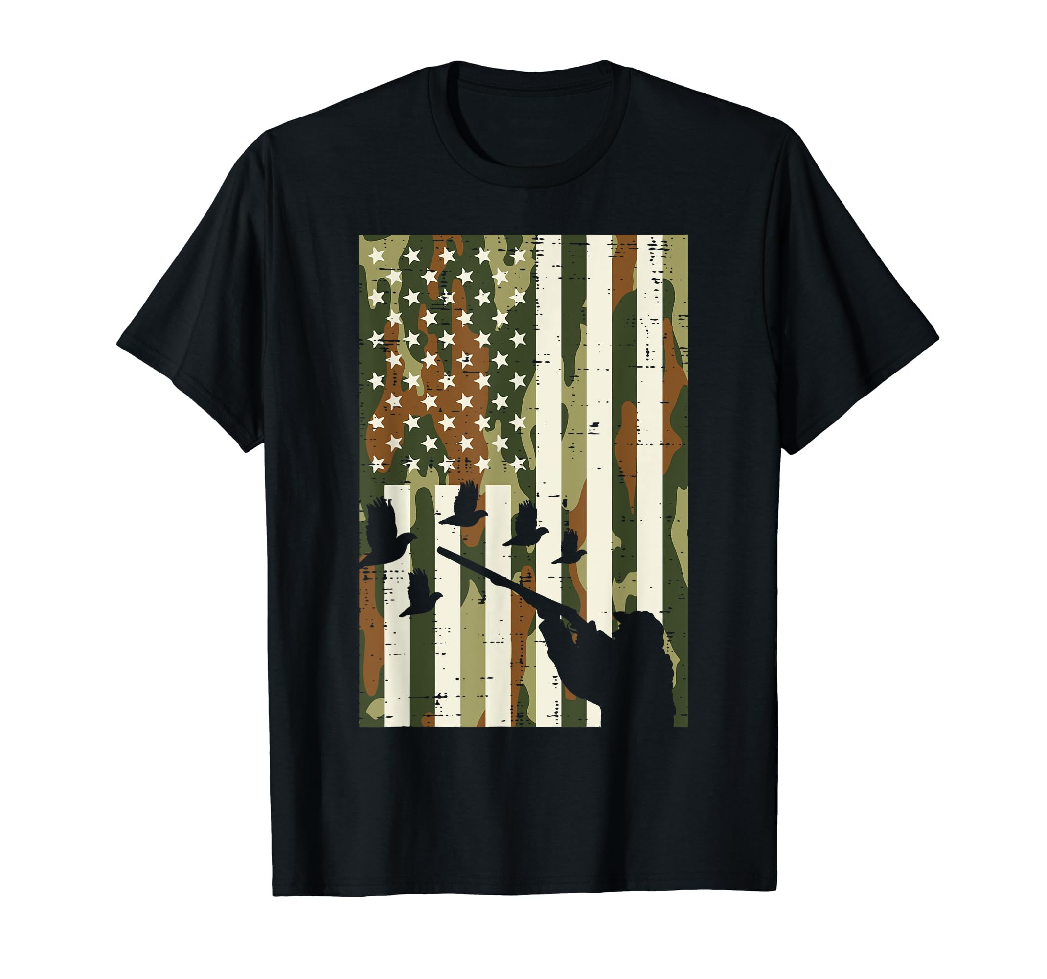 Camo USA Flag Quail Pheasant Hunting Upland Hunt Patriotic T-Shirt ...