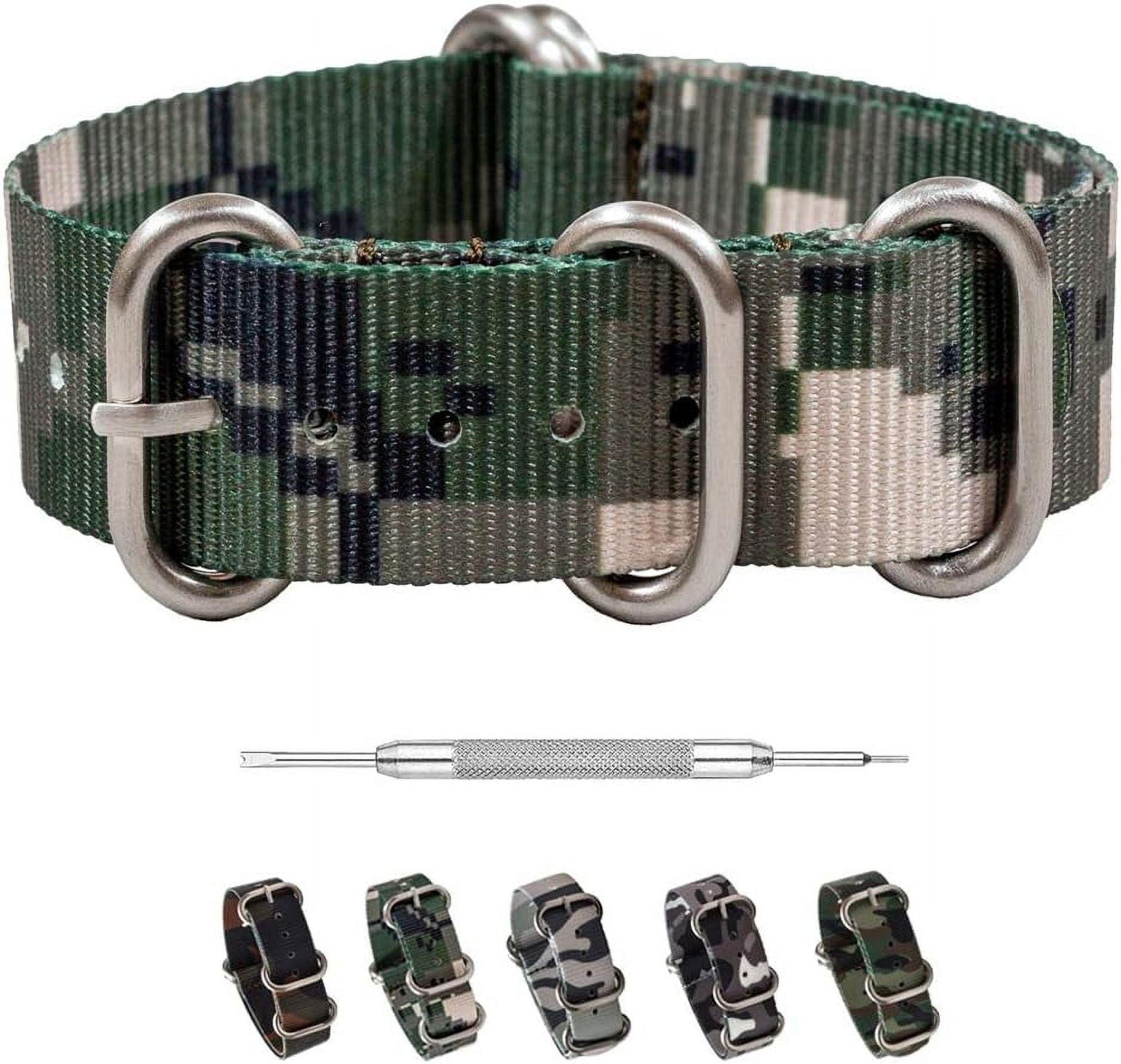 Camo Watch Band - Heavy Duty 5-Ring Zulu Hardware - Ballistic Nylon One ...