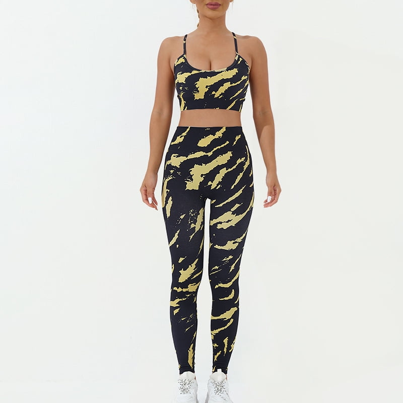 Camo Workout Sets for Women 2 Piece Outfits Seamless High Waisted ...