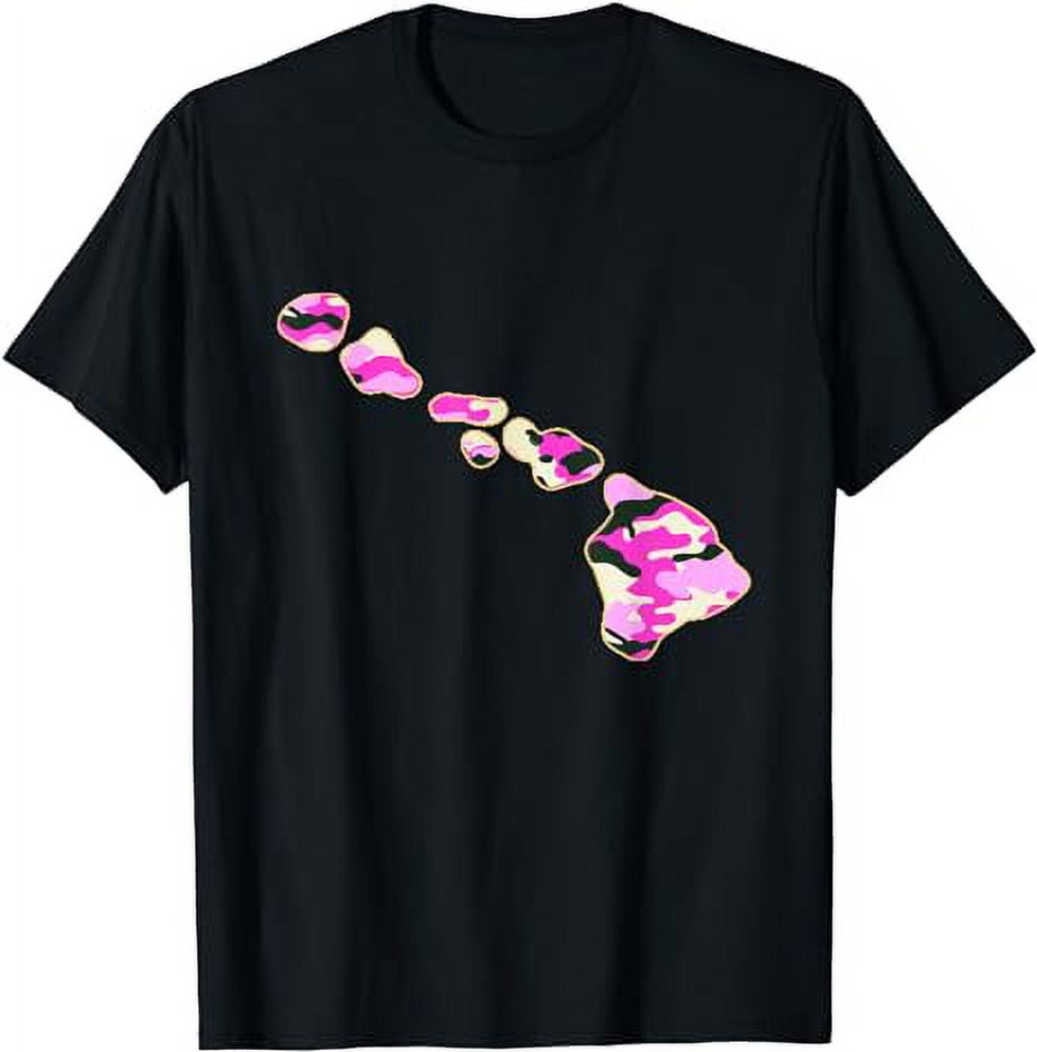 Camo pink HAWAII State Map - Camouflaged map of Hawaii HI T-Shirt ...