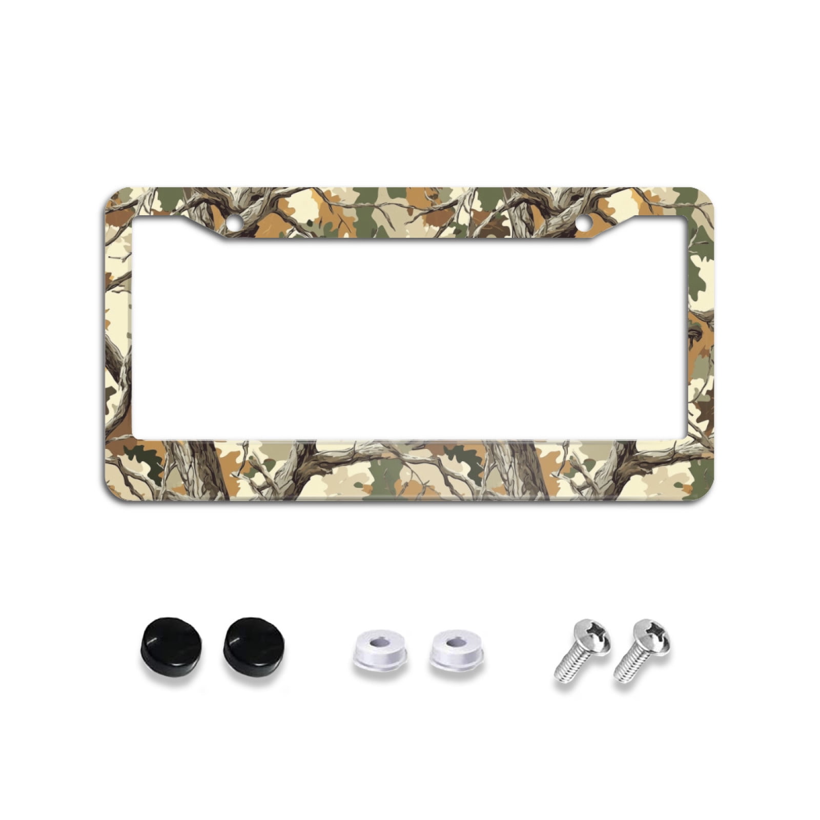 Camo with Branches and Leaves License Plate Frames for Women Men Car ...