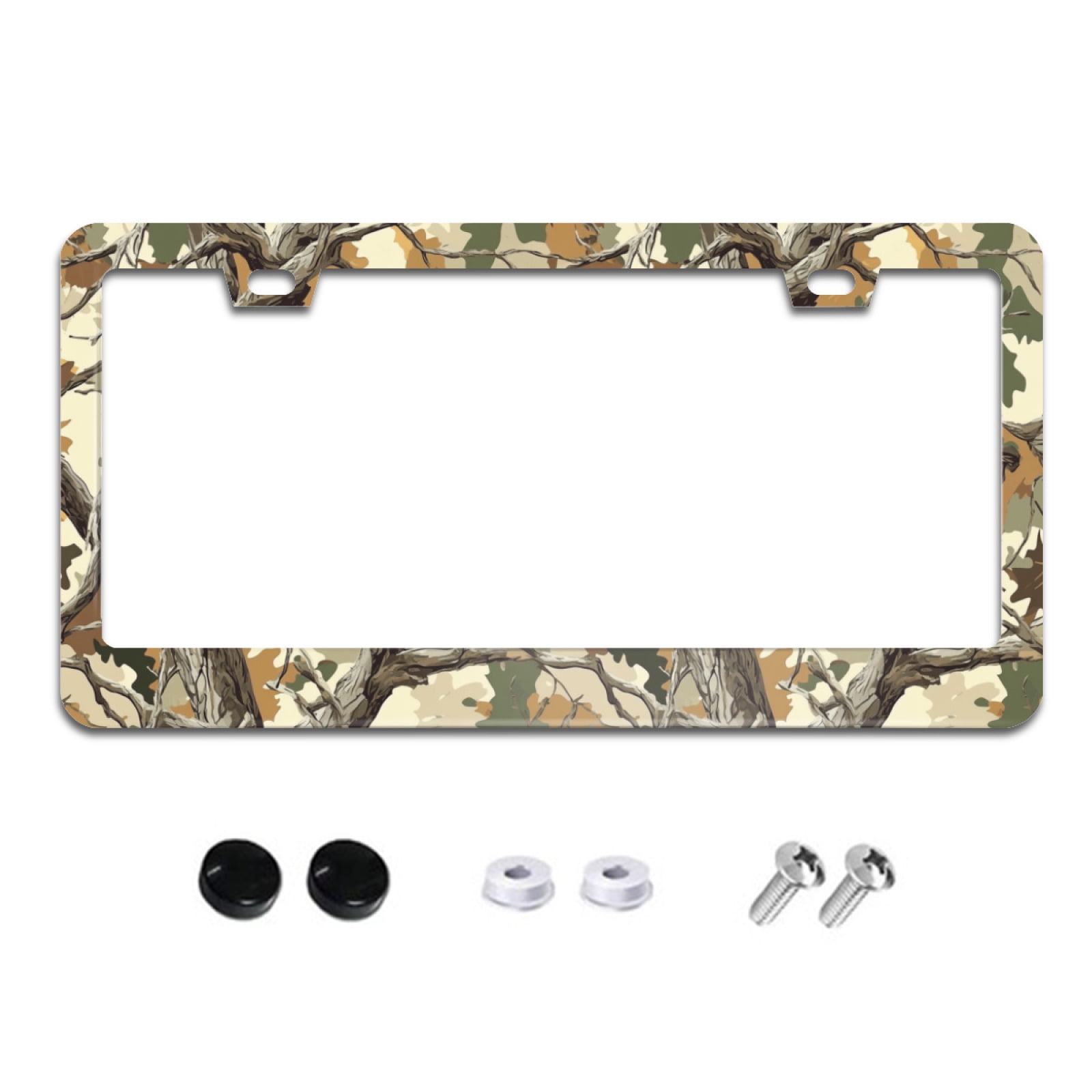 Camo with Branches and Leaves License Plate Frames for Women Men Car ...