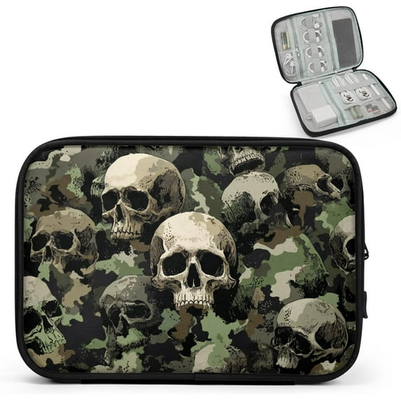 CamouflaXIULIN Skull Travel Cable Organizer Pouch Camo Skeleton ...