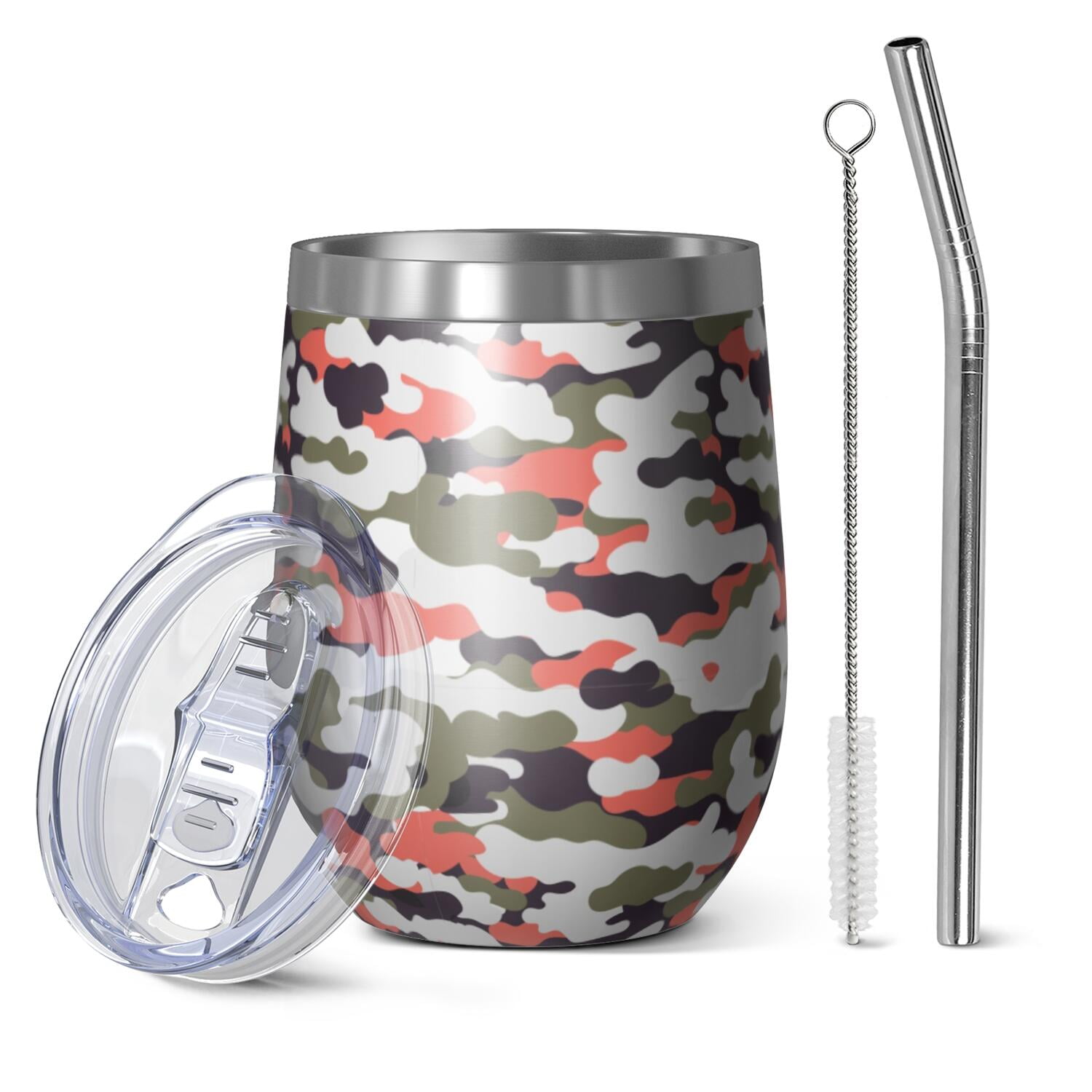 Camouflage 12oz Stainless Steel Insulated Wine Tumbler with Lid and ...