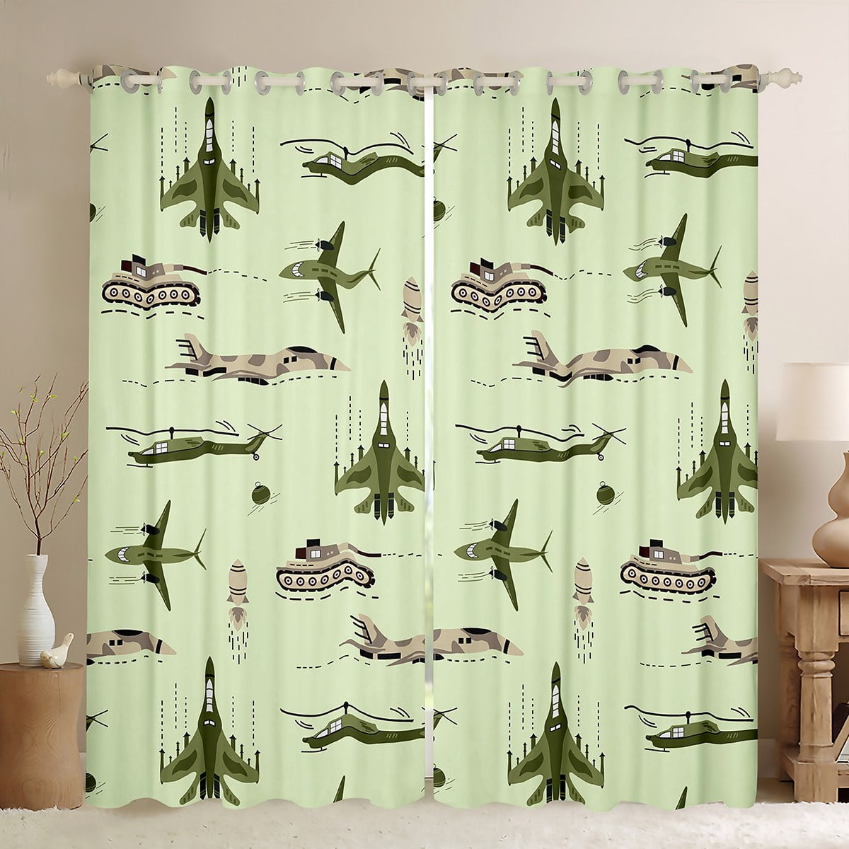Camouflage Airplane 42"x90" Set of 2 Panels Window Curtains & Drapes ...