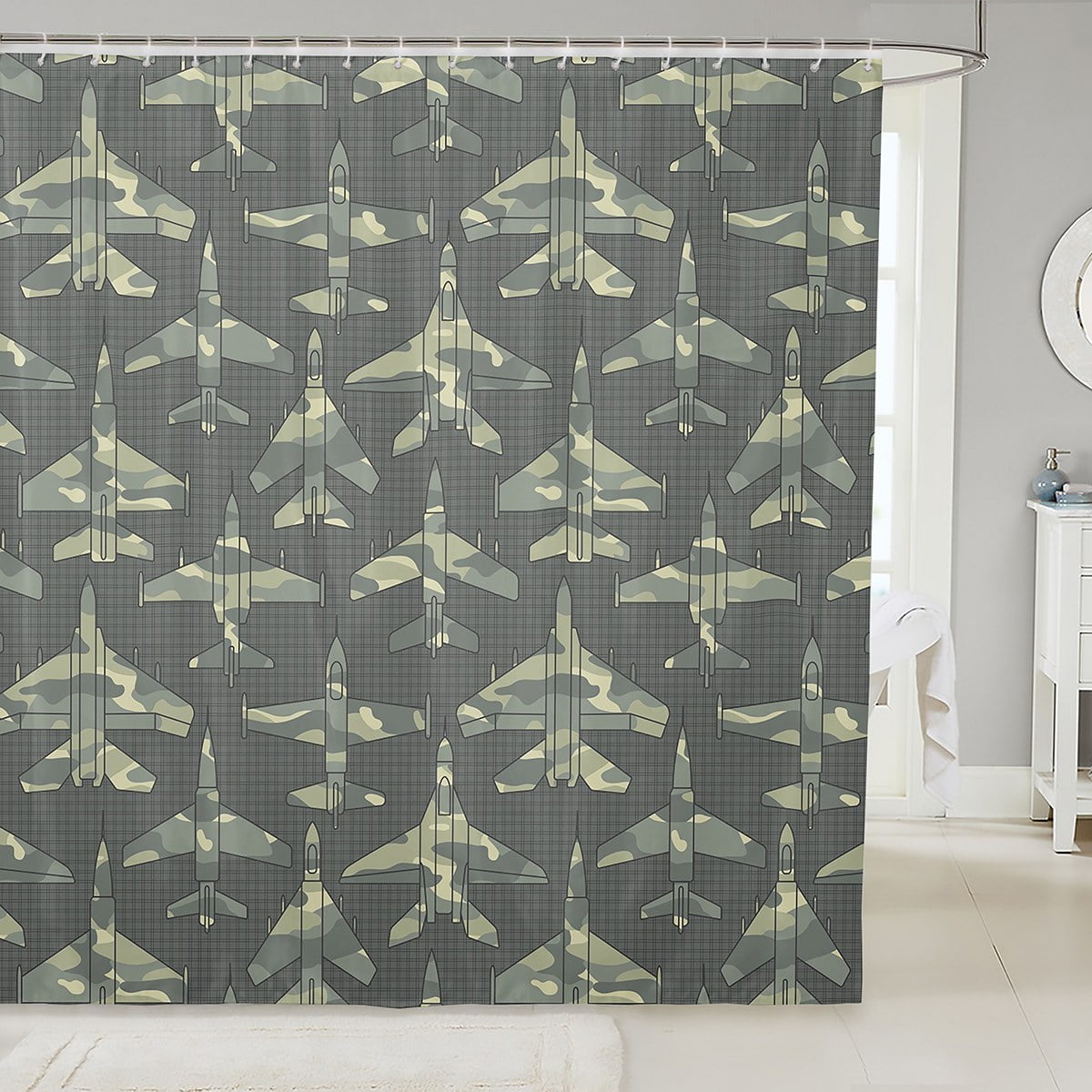 Camouflage Airplane Bathroom Shower Curtain Sets 72"Wx72"L,Camouflage ...