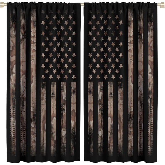 Camouflage American Flag Blackout Curtains, Rustic Graffiti Stars and ...
