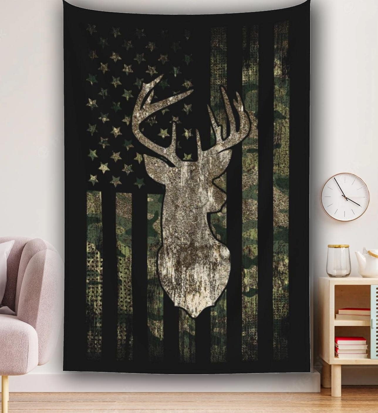 Camouflage American Flag Deer Tapestry Wall Hanging Home Decoration 40 ...