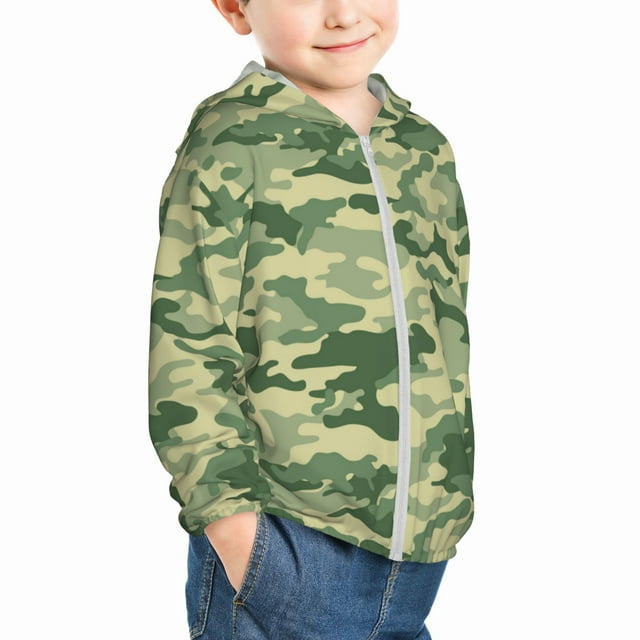 Camouflage Army Kids Zip-Up Hoodie Girls Boys Sun Protection Jacket ...