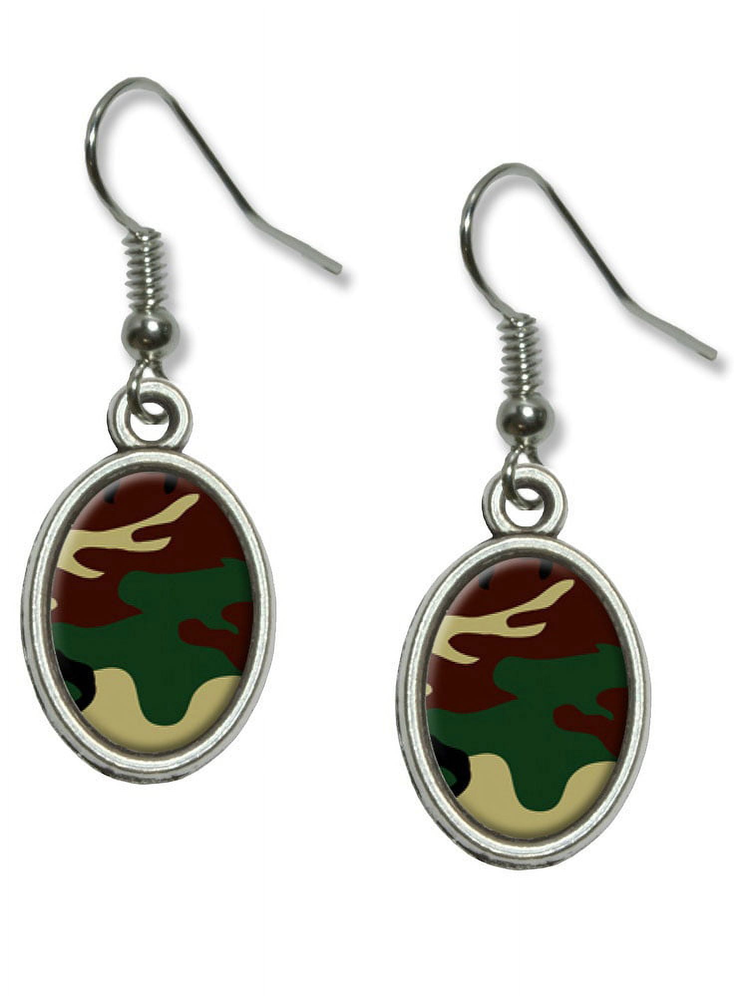 Camouflage Army Soldier Dangling Drop Oval Earrings - Walmart.com