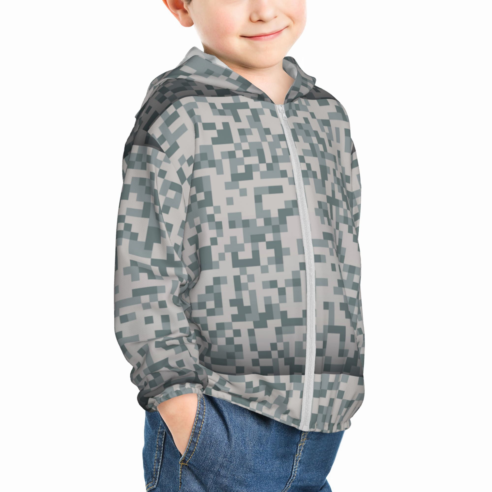 Camouflage Background Kids Zip-Up Hoodie Girls Boys Sun Protection Jacket Hooded Cooling Shirt ...