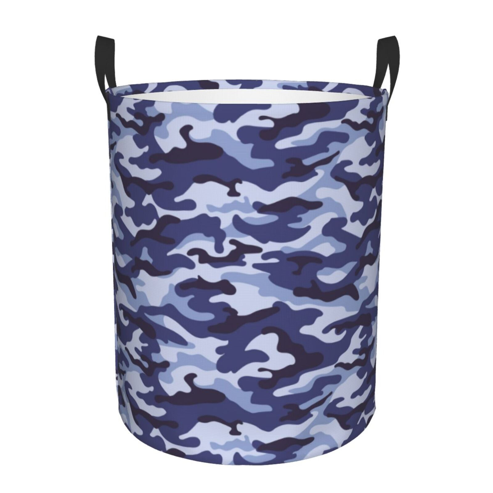 Camouflage Blue Laundry Basket with Handles - Freestanding Laundry ...