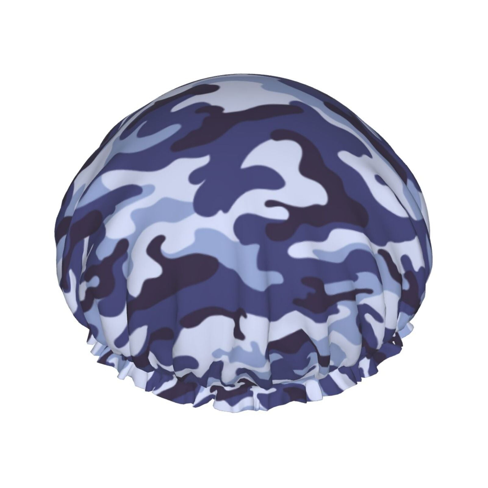 Camouflage Blue Shower Cap, Reusable Bath Hair Hat for all Hair Lengths ...