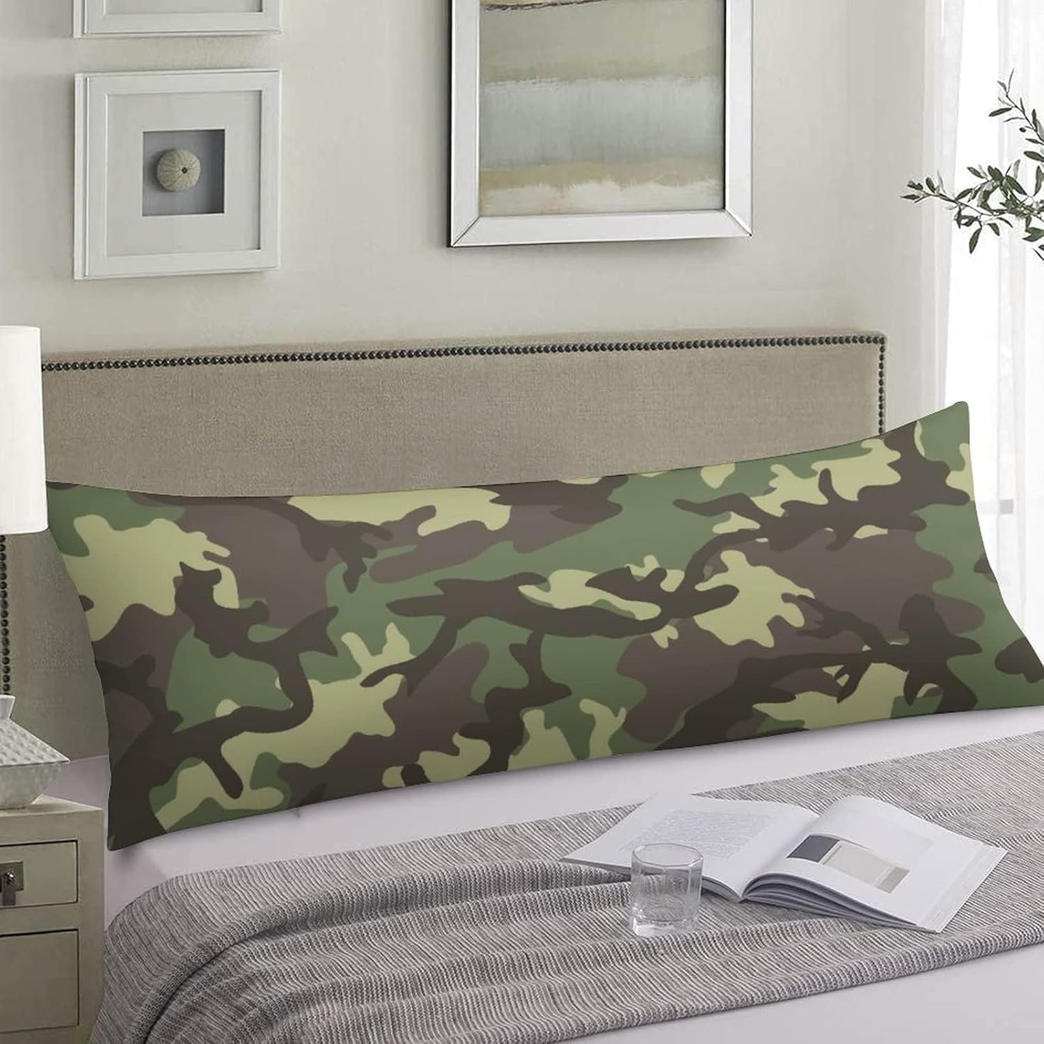 Camouflage Body Pillow Cover Military Army Green Camo Hunting Forest ...