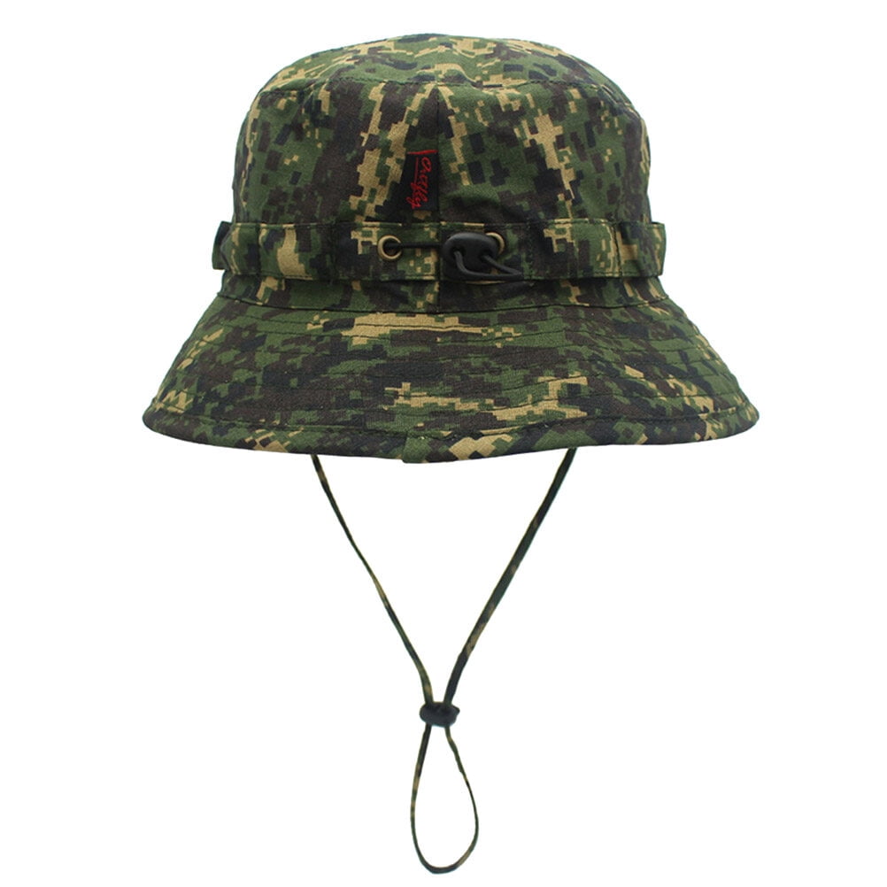 Camouflage Boonie Hat Ripstop Bucket Hat with Chin Strap for Sports ...