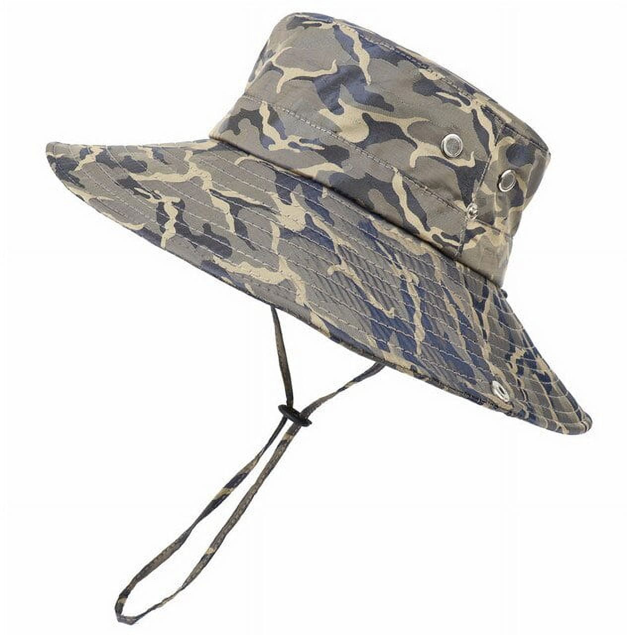 Camouflage Bucket Hat Adjustable Anti-UV Hiking Fishing Gorros Foldable Quick-drying Big Brim ...