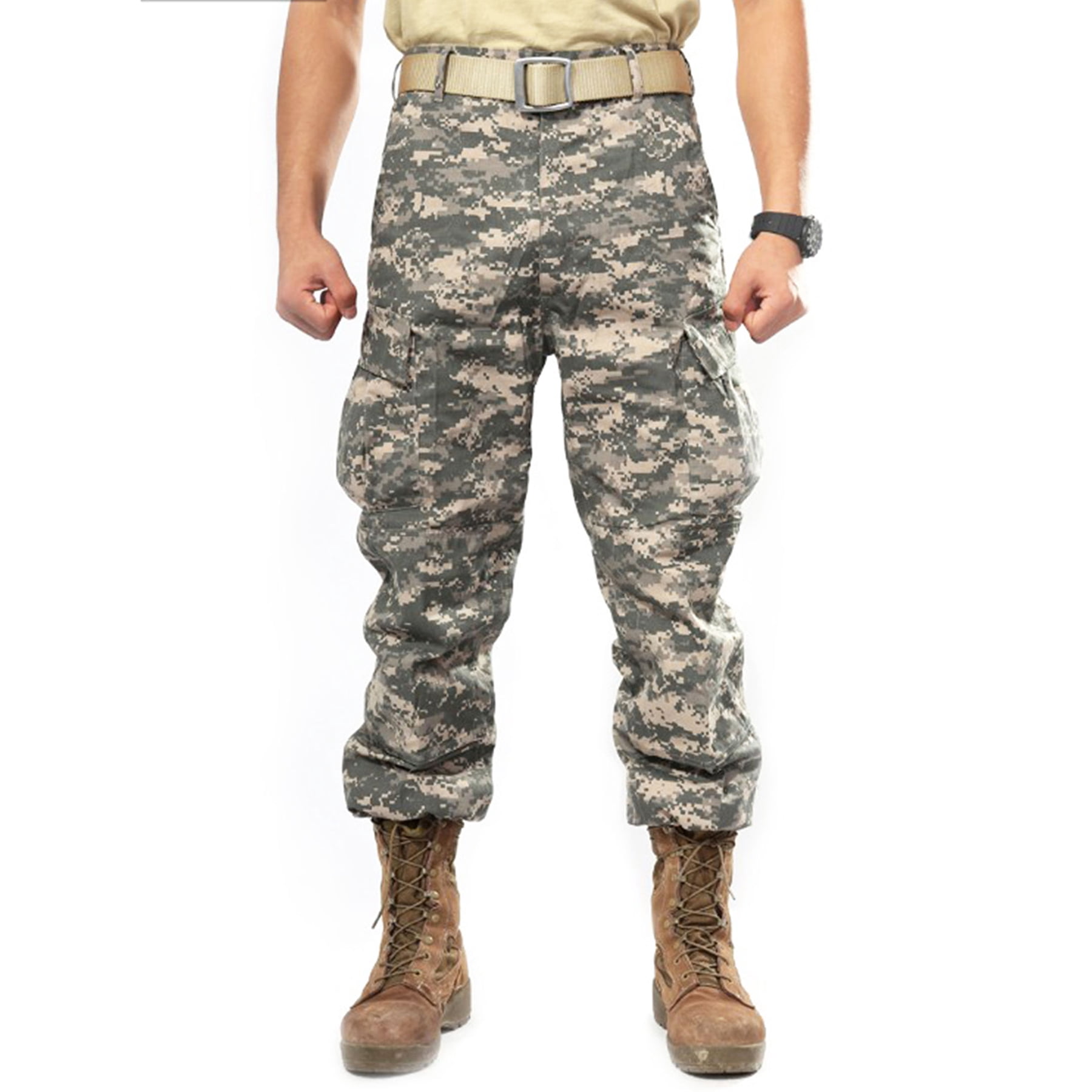 Camouflage Cargo Multi Pockets Pants for Men, Hiking Climbing Fishing ...