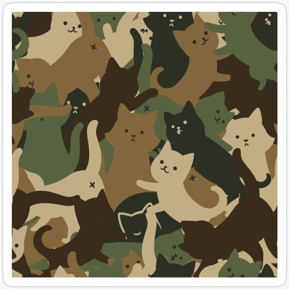 Camouflage Cat Army Sticker Phone Decal Water Bottle Stickers Car ...