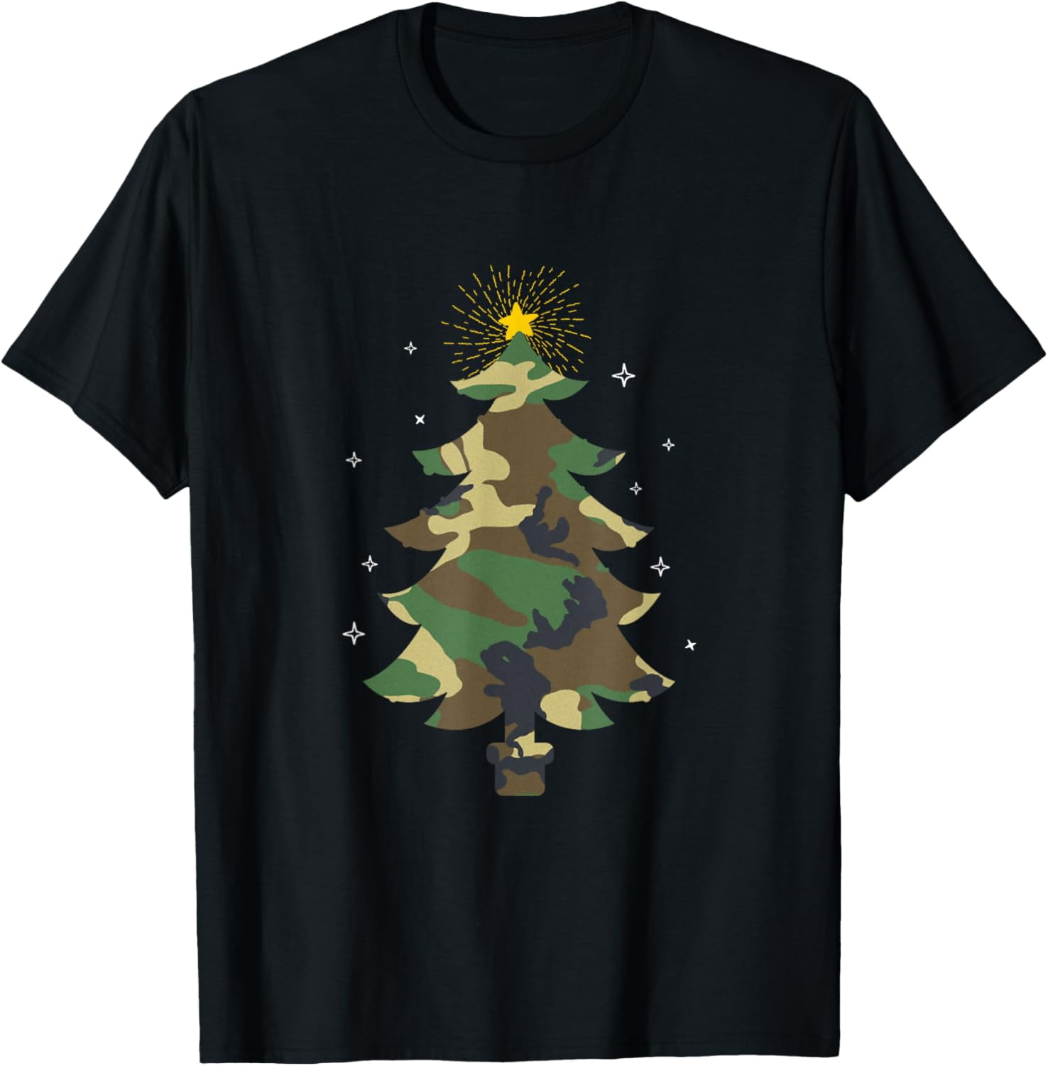 Camouflage Christmas Tree Camo Print Christmas Tree Military T-Shirt ...