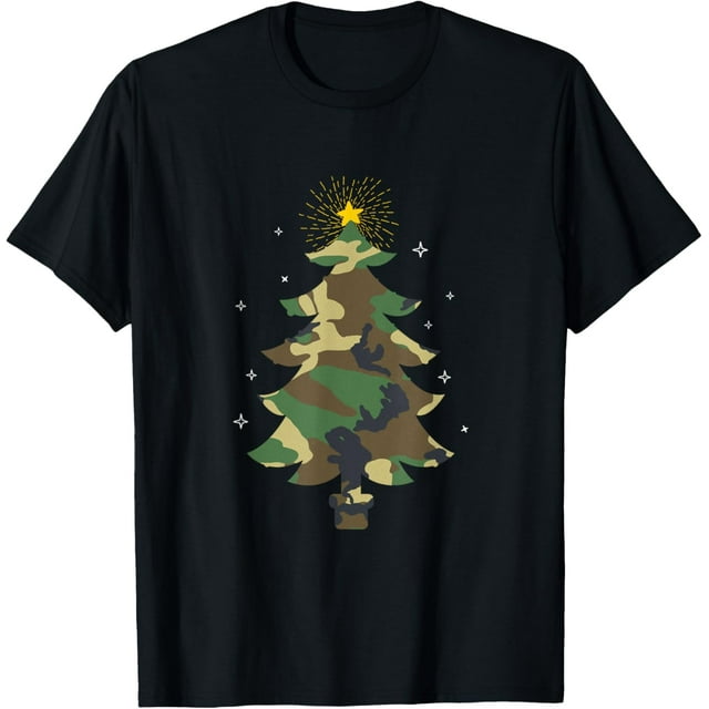 Camouflage Christmas Tree Camo Print Christmas Tree Military T-Shirt ...