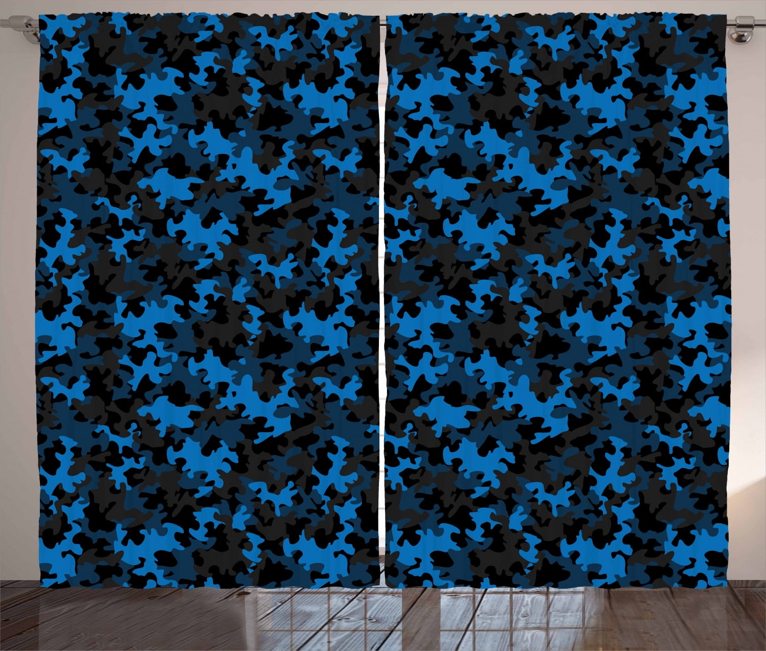 Ambesonne Camouflage Curtains 2 Panel Set, Dark Tones Hiding, 108" x 63 ...