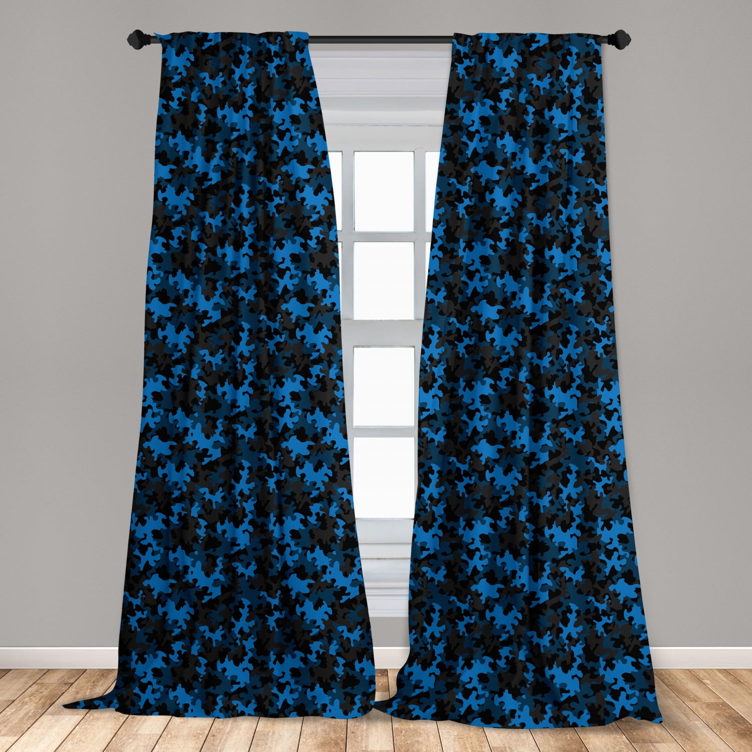 Camouflage Curtains 2 Panels Set Dark Toned Pattern Equipment Masking
