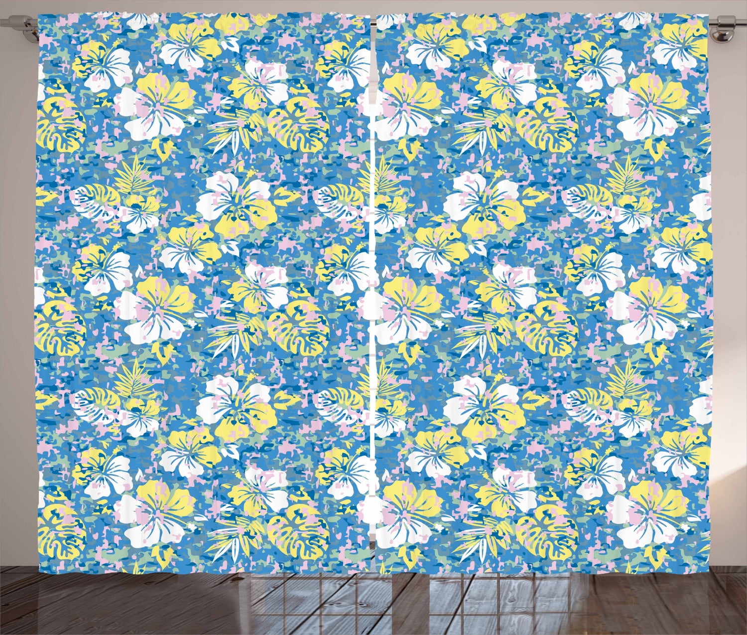 Camouflage Curtains 2 Panels Set Hawaiian Pattern Exotic Tropical