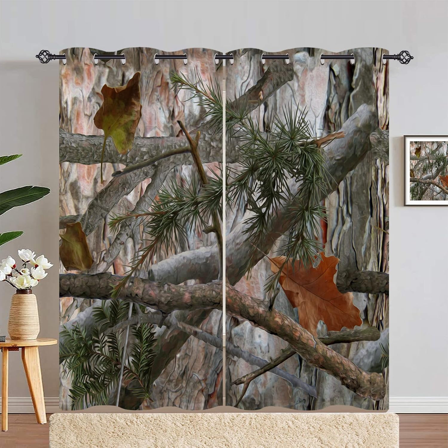 Camouflage Curtains Grommet Light Filtering Window Drapes with Hunting ...