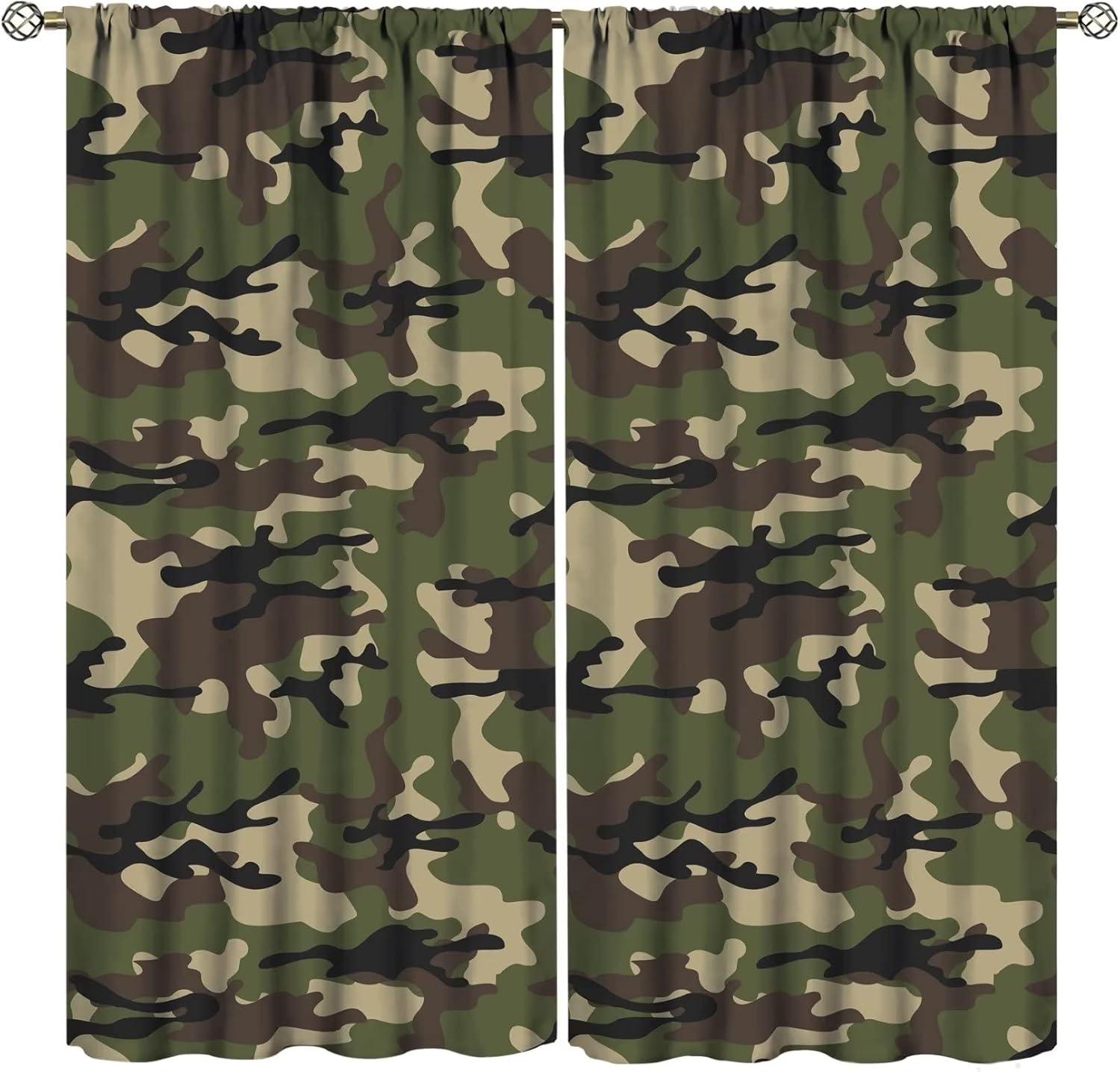 Camouflage Curtains Teens Camo Army Camouflage Blackout Rod Pocket ...