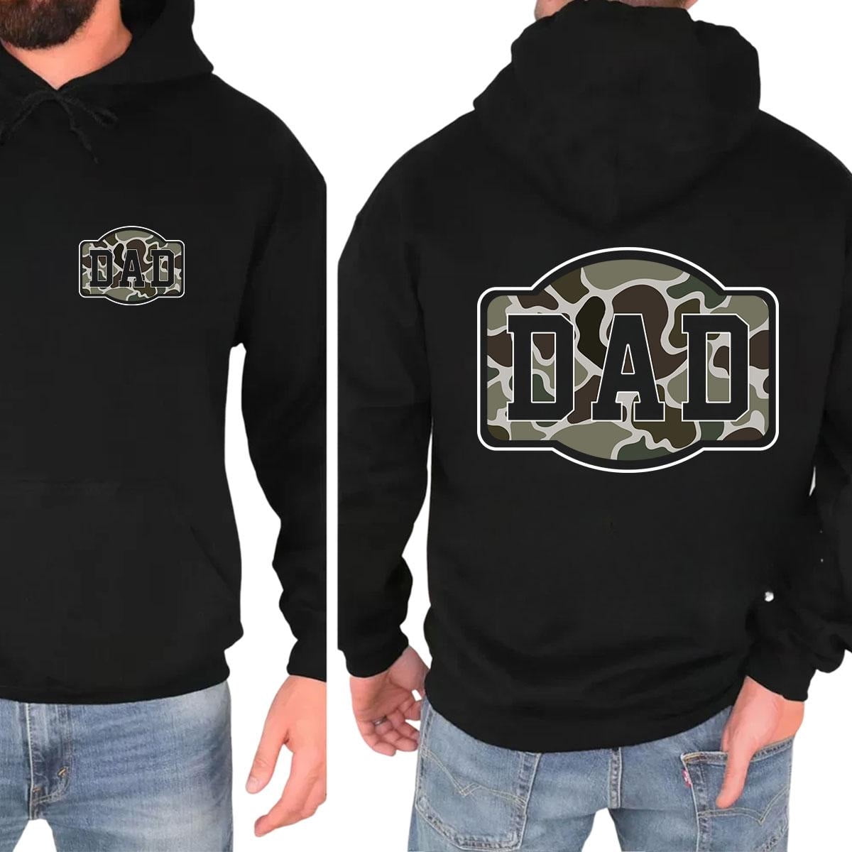 Camouflage Dad Hoodie – Retro Camo Double-Sided Print Pullover, Classic ...