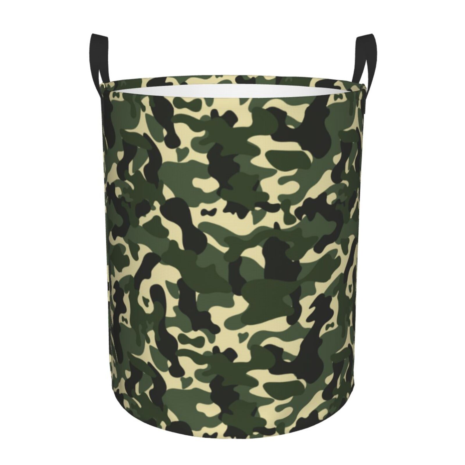 Camouflage Dark Green Laundry Basket with Handles - Freestanding ...