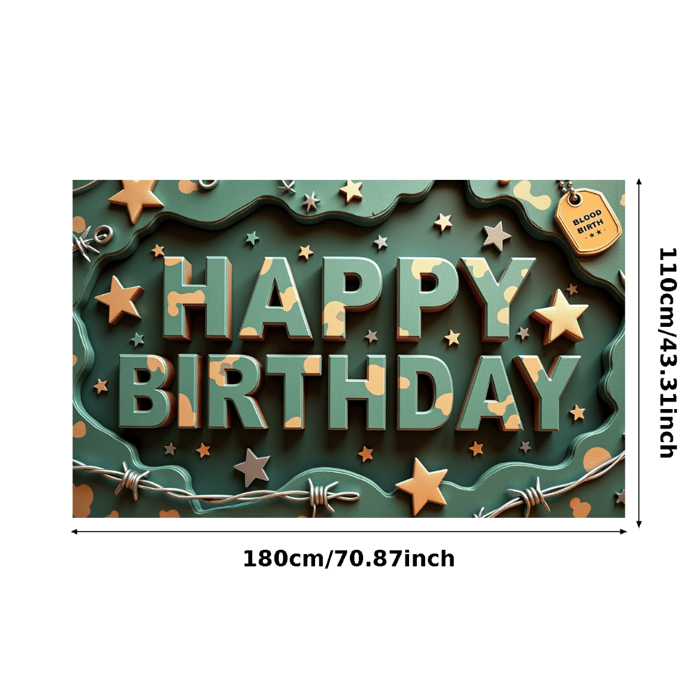 Camouflage Design Happy Birthday Tactical Tags Celebration Banner for ...