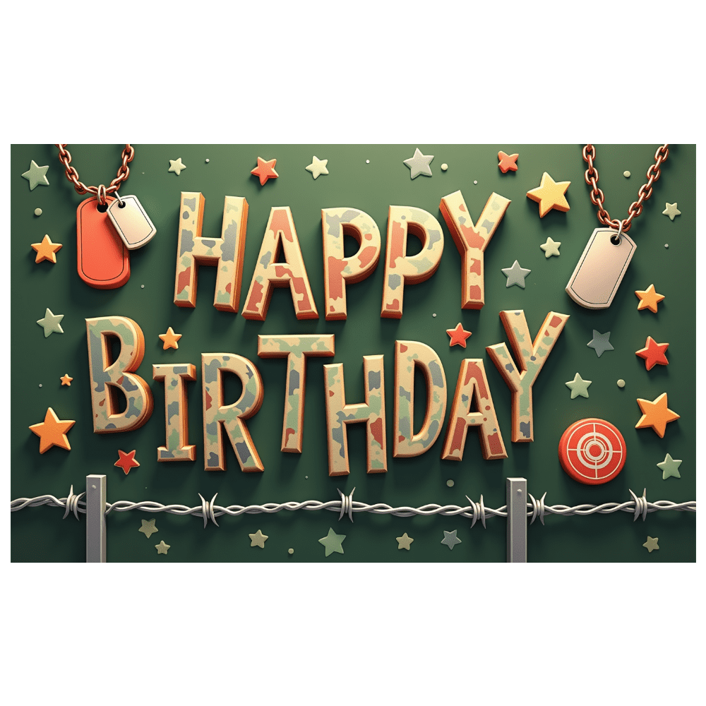Camouflage Design Happy Birthday Tactical Tags Celebration Banner for ...