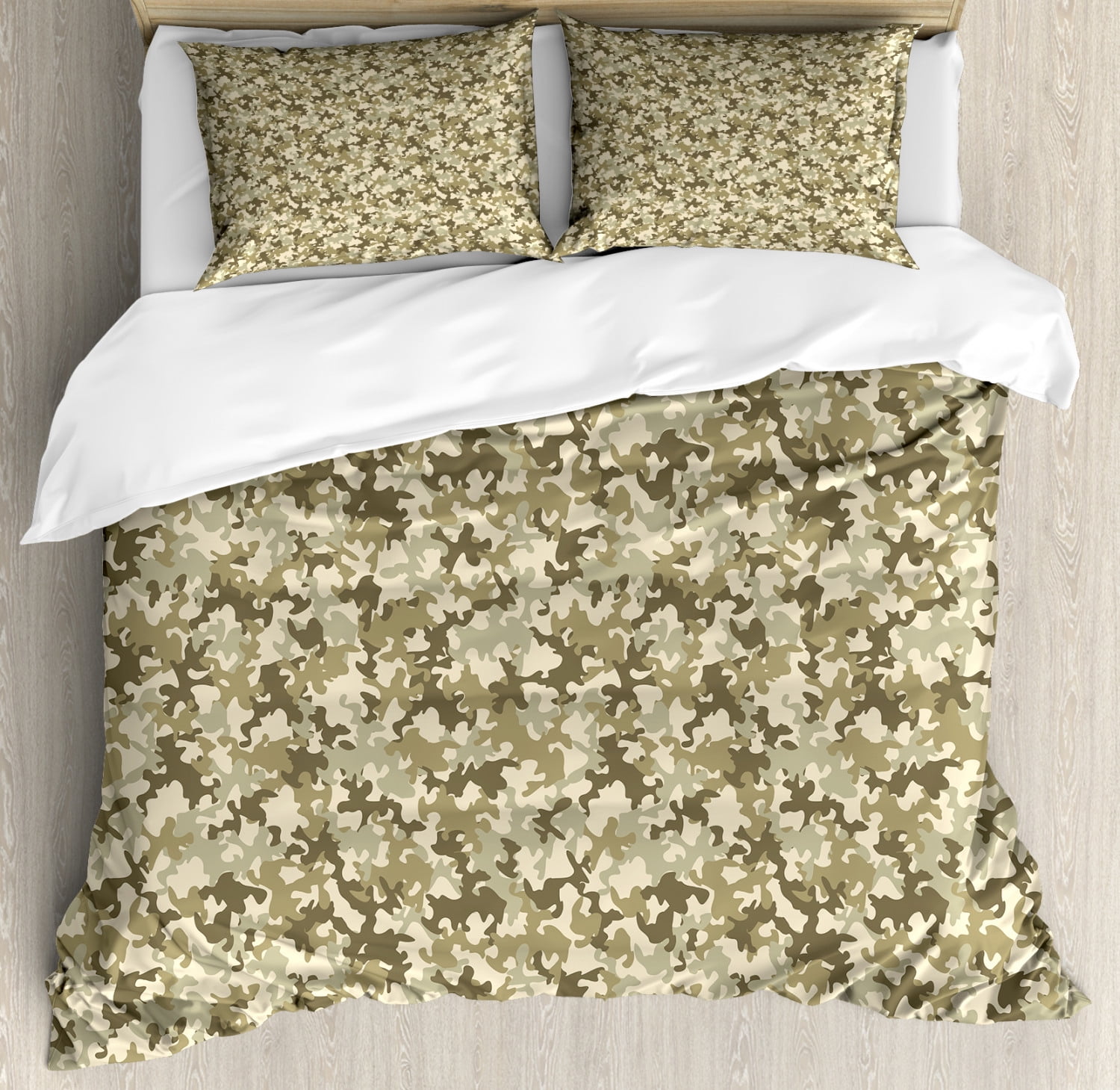 Camouflage Duvet Cover Set King Size, Faded Color Uniform Pattern ...