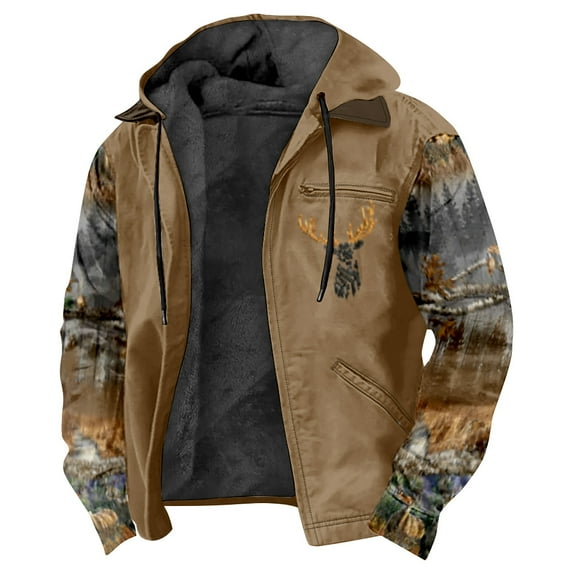 Camouflage Elk Hunting Deer Merch Jacket Parkas Long Sleeve Zipper ...