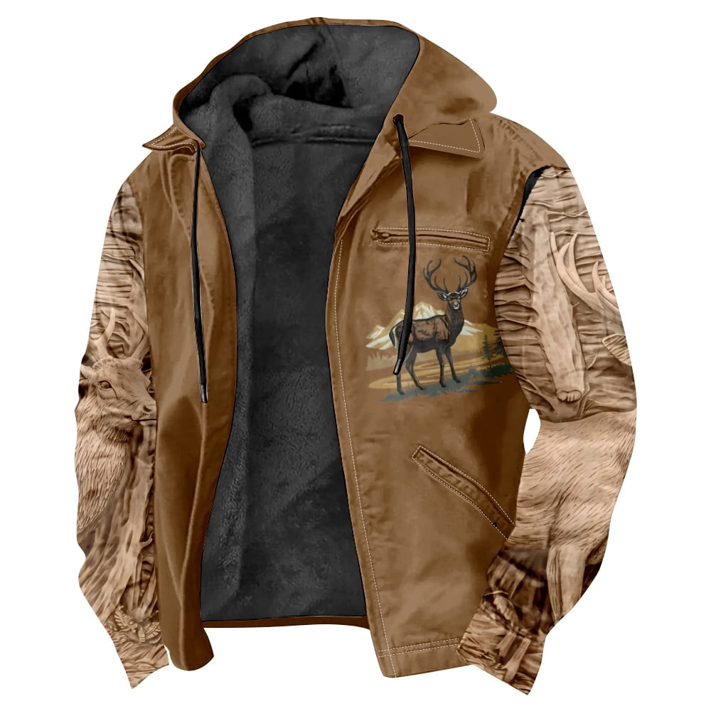 Camouflage Elk Hunting Deer Merch Jacket Parkas Long Sleeve Zipper ...