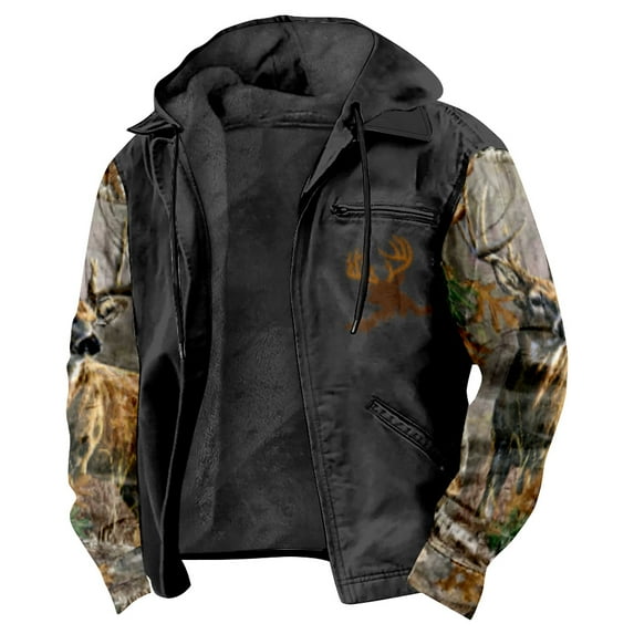 Camouflage Elk Print Hunting Wildlife Deer Zipper Hoodies Long Sleeve ...