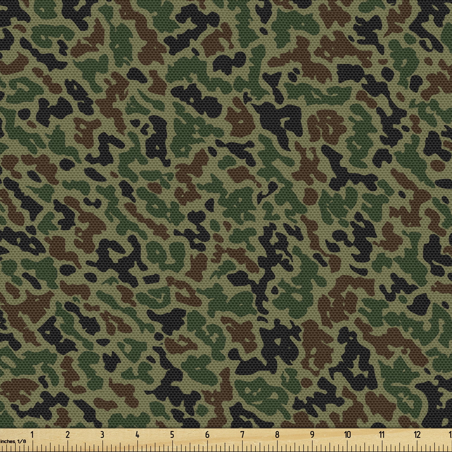 Ambesonne Camouflage Fabric by the Yard Upholstery, Green Forest Motif ...