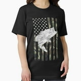 Camouflage Flag Bass Fishing Angler Outdoors Sport Hobby Design T-Shirt ...