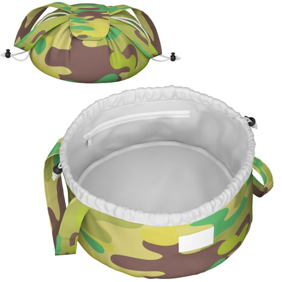 Camouflage Full Print Drawstring Cosmetic & Makeup Bag – Large Portable ...