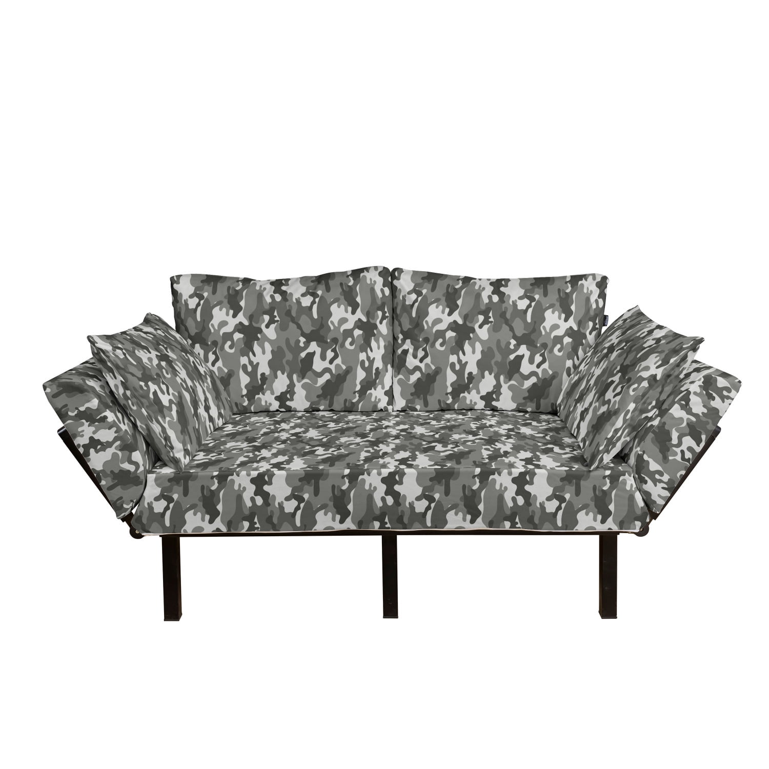 Camouflage Futon Couch, Monochrome Attire Pattern Camouflage Inside ...