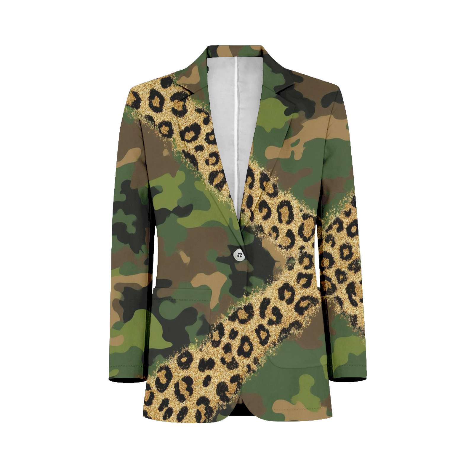 Camouflage Glitter Leopard Print Mens Suits Shawl Collar Slim Fit Suit ...