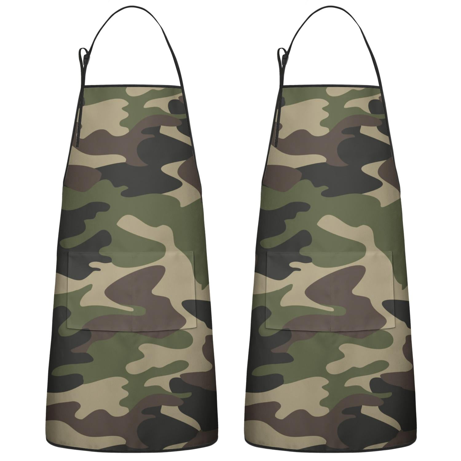 Camouflage Green Cooking Kitchen Aprons with Pocket Chemical Work Apron ...