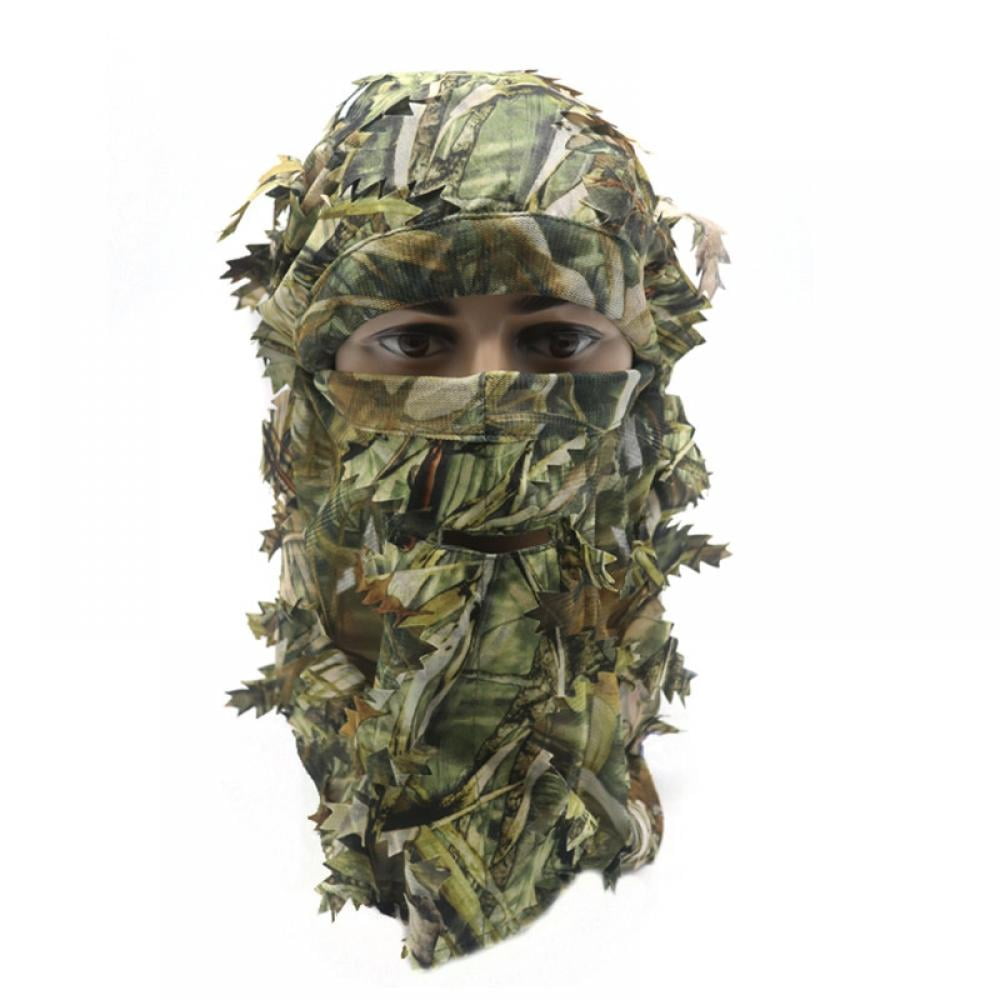 Camouflage Hunting Cap, Camo Hunting Leafy Hat with Full 3D Face Mask ...