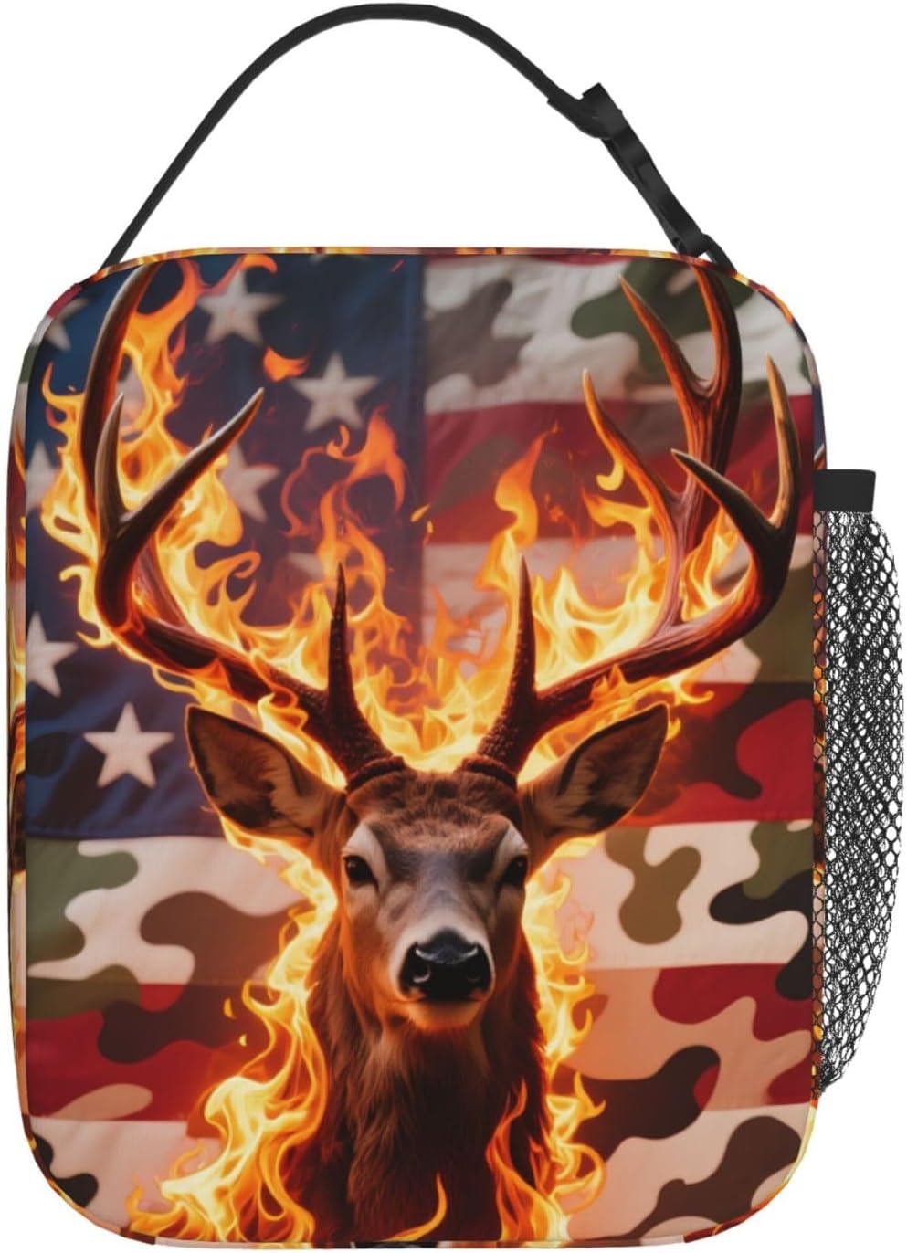 Camouflage Hunting Tactical Deer American Flag Insulated Lunch Box ...