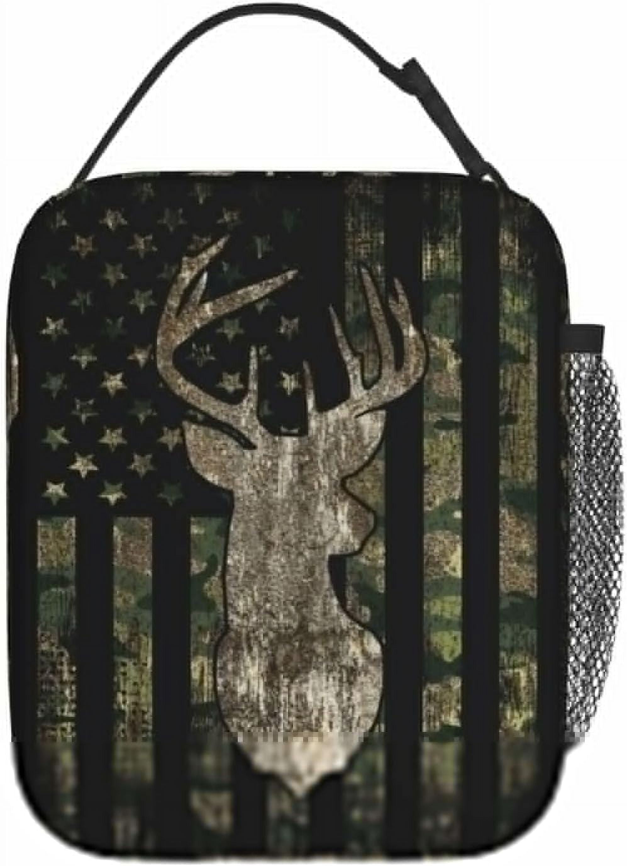 Camouflage Hunting Tactical Deer Camo American Flag Portable Lunch Bag ...