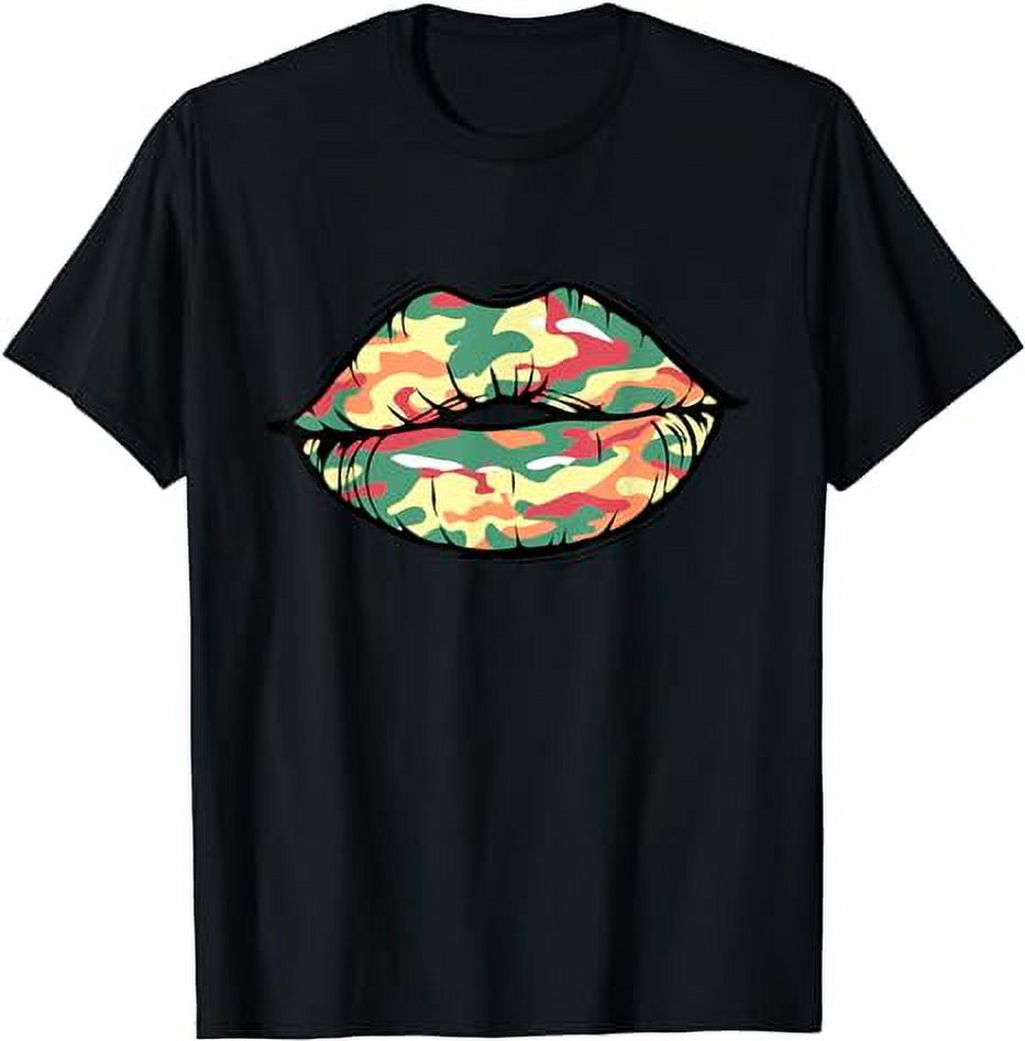 Camouflage Kiss Lips - Camo Kissing Military Mouth T-Shirt - Walmart.com