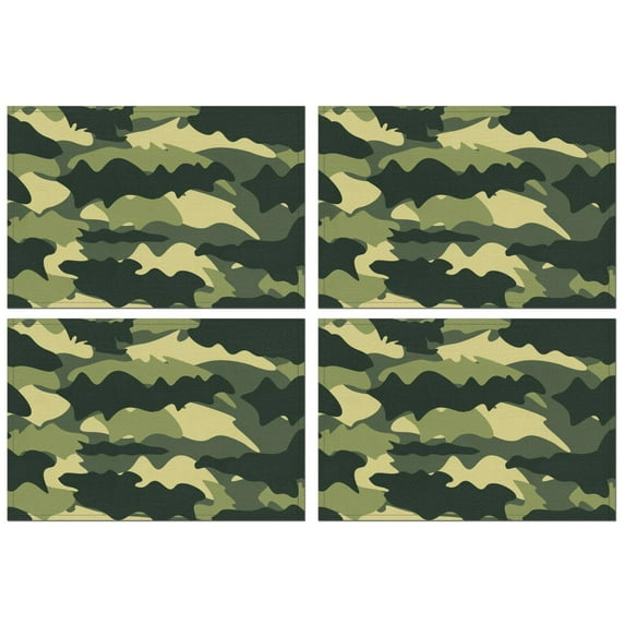 Camouflage Linen Placemats Set Of 4, 18x12 Inch Polyester Dining Table ...